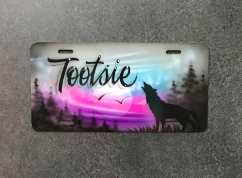 Airbrushed Lone Wolf License Plate - Etsy