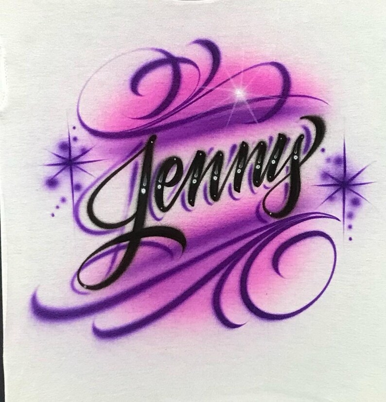 Airbrush T Shirt Script Swirly Name - Etsy