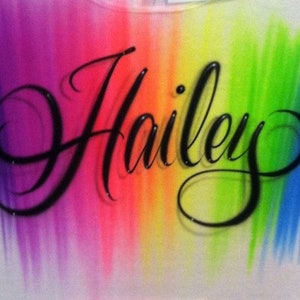 Rainbow Splash Name Airbrush T Shirt | Etsy
