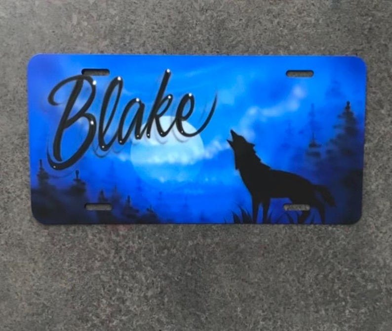 Airbrushed Lone Wolf License Plate - Etsy