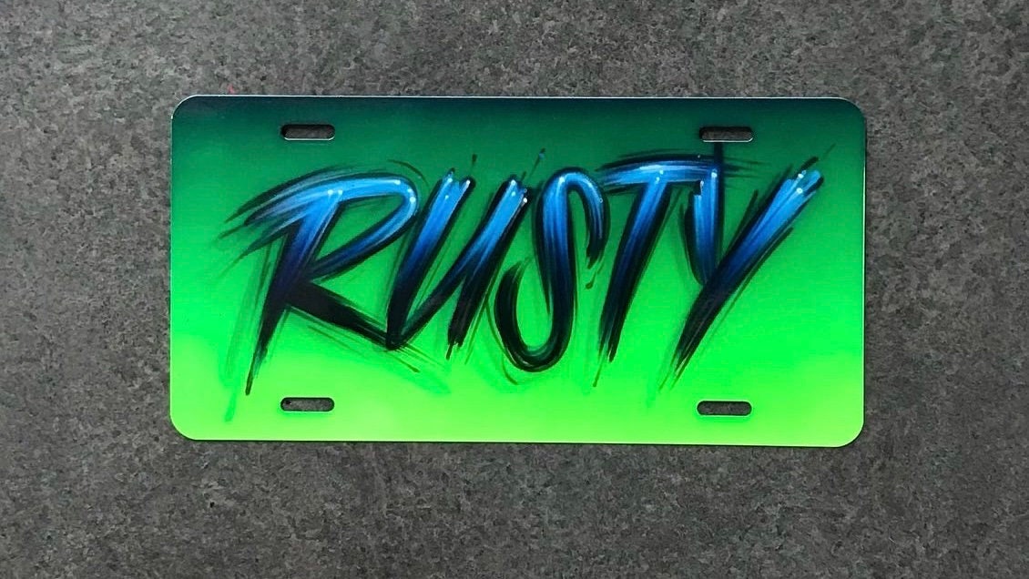 Airbrushed Name License Plate - Etsy
