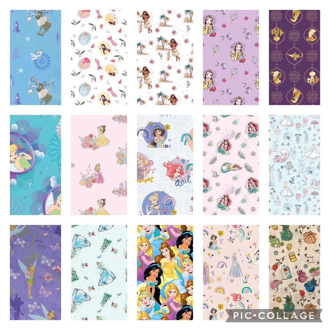 Fat Quarter Mystery Pack Disney Princess Snow White Belle Ariel Alice ...