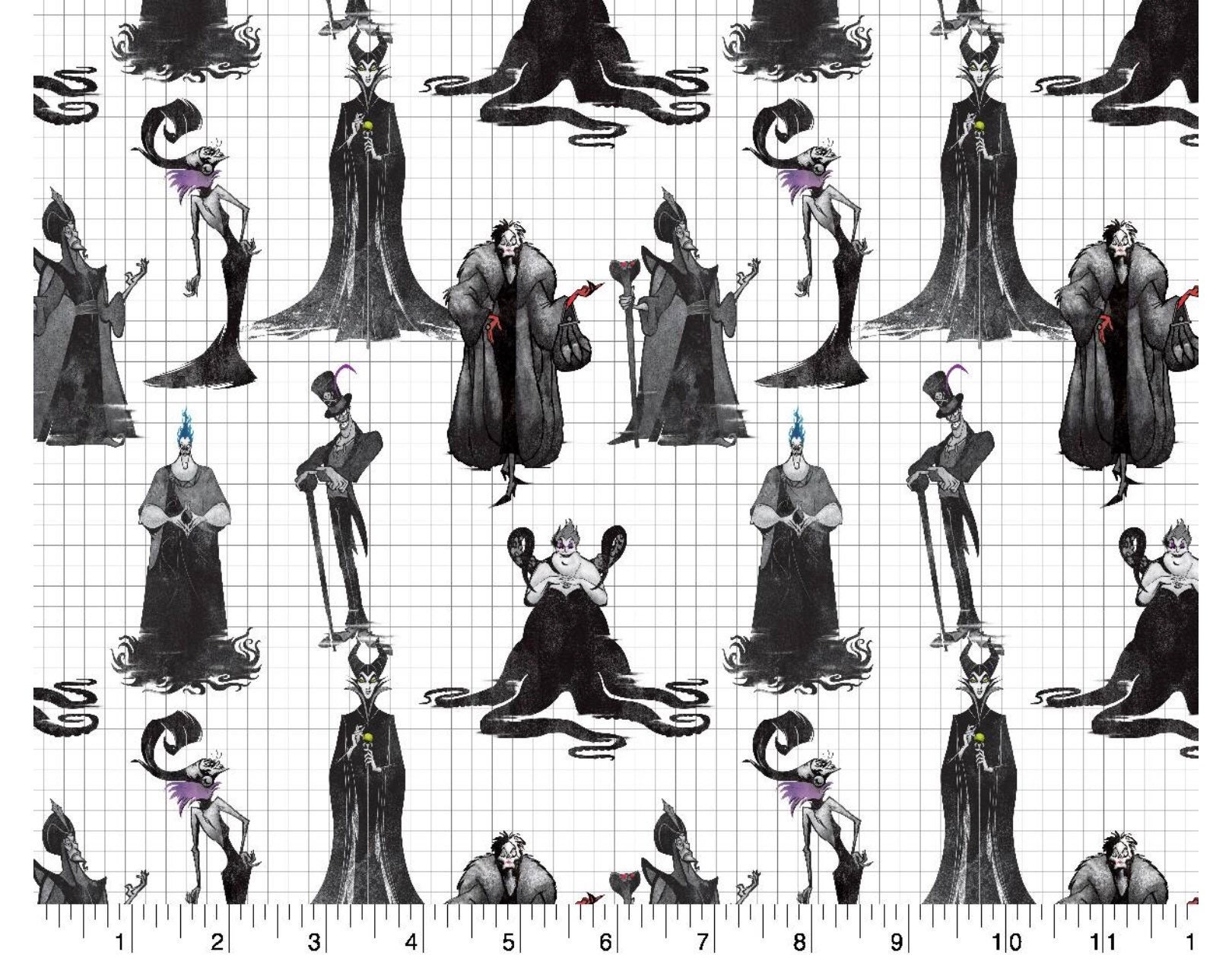 Disney Villain Fabric Cruella Ursula Evil Queen Jafar Scar Maleficent ...