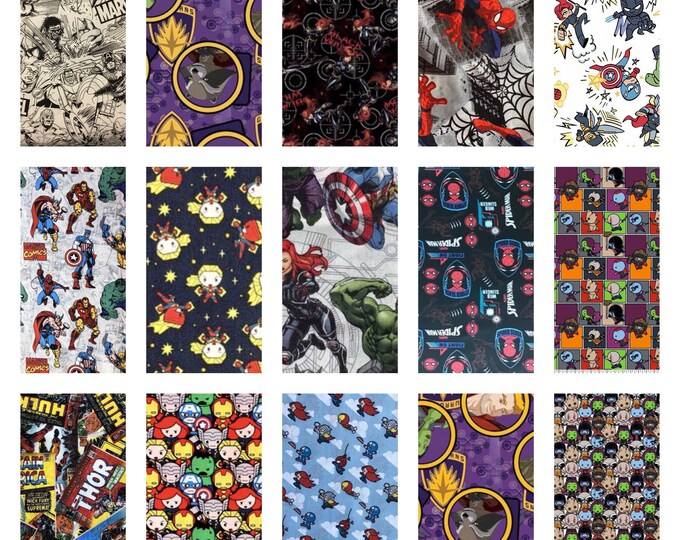 Fat Quarter Mystery Pack Superhero Marvel Avengers Red White Blue Black ...