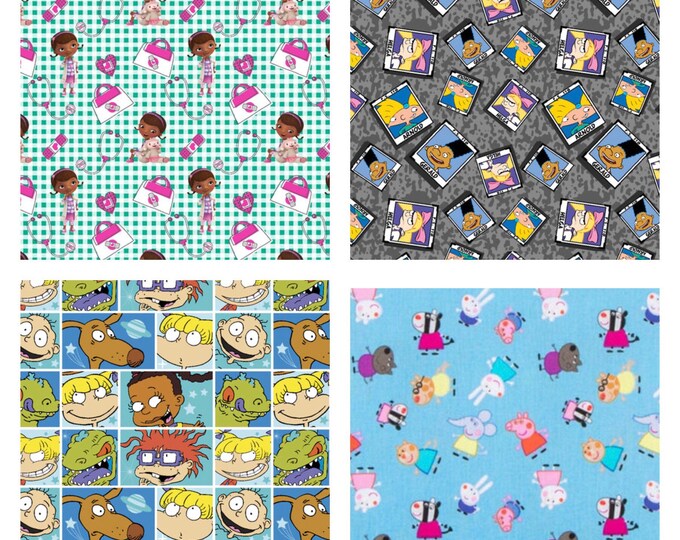 Peppa Pig Hey Arnold Doc Mcstuffins Rug Rats Nickelodeon TV Fat Quarter ...