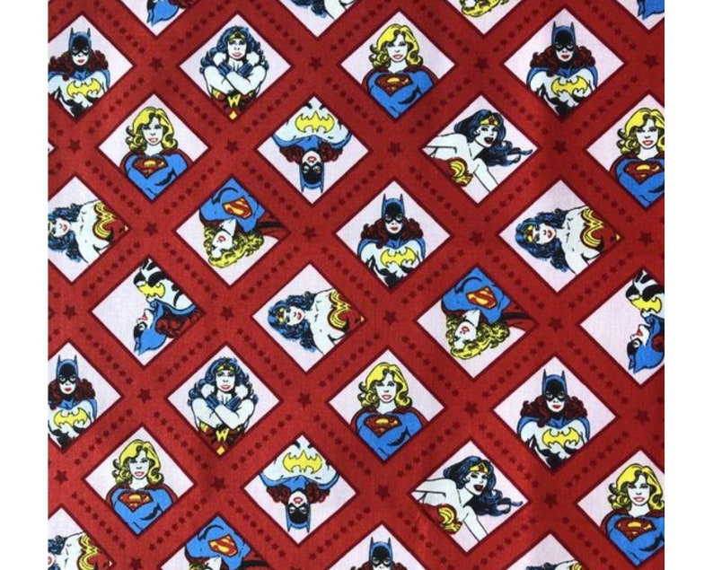 Superhero Super-heroine DC Assorted Fat Quarters Wonder Woman Supergirl ...