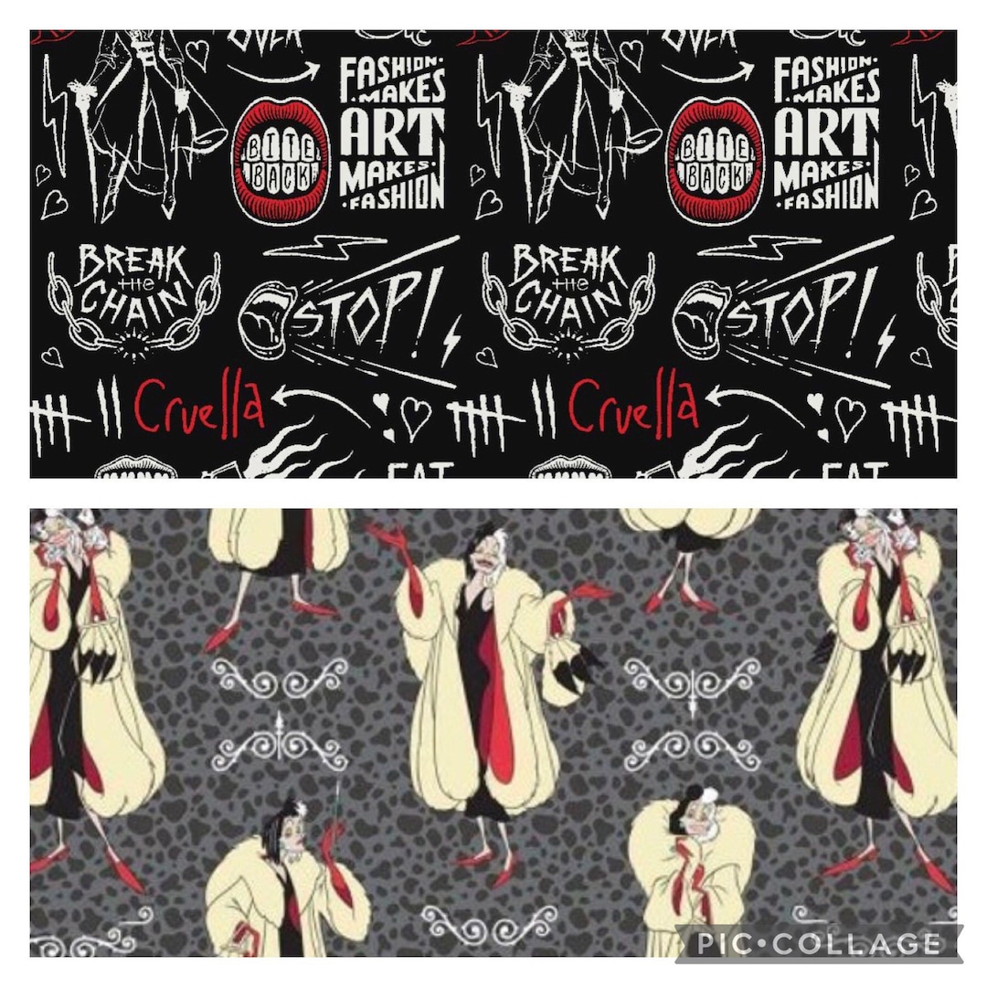 Disney Villain Fabric Cruella Deville 101 Dalmations Cotton Fat ...