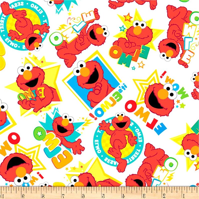 Sesame Street Big Bird Cookie Monster Elmo Fat Quarters Childrens Kids ...