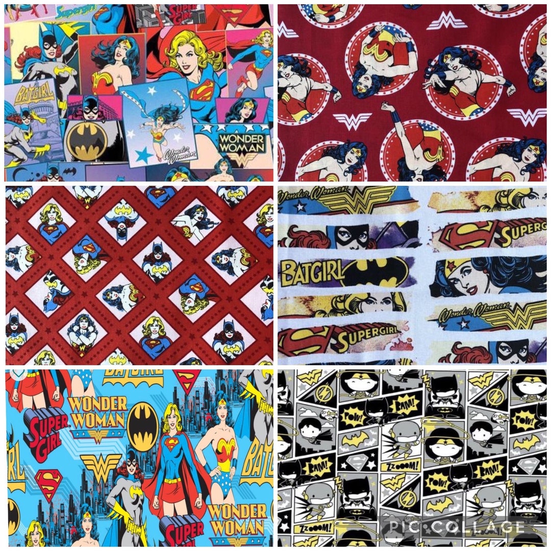 Superhero Super-heroine DC Assorted Fat Quarters Wonder Woman Supergirl ...