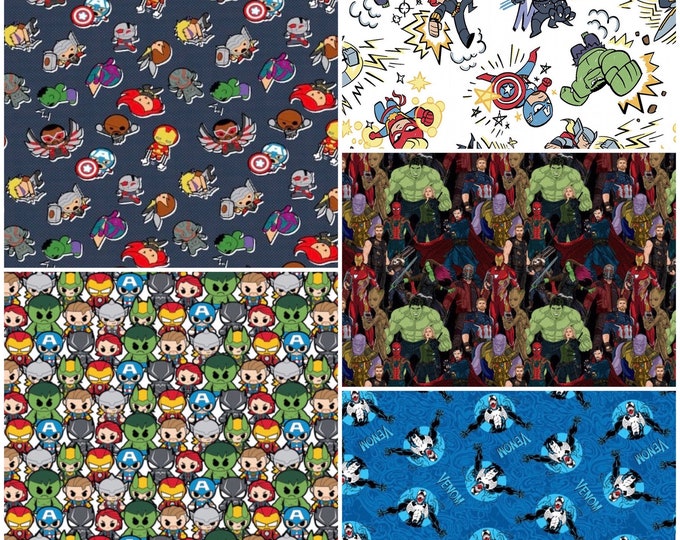Superhero Avengers Assorted Fat Quarters Red White Blue Black Yellow ...