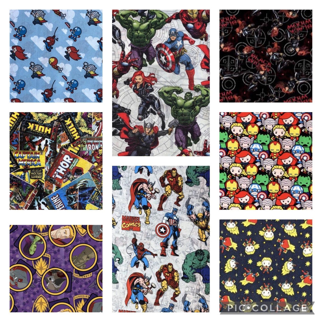 Superhero Avengers Assorted Fat Quarters Red White Blue Black Yellow ...