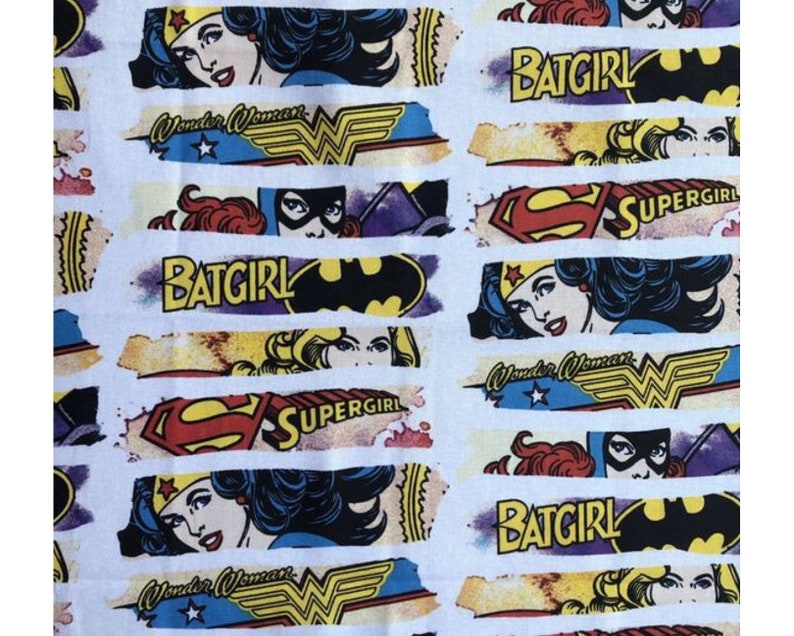 Superhero Super-heroine DC Assorted Fat Quarters Wonder Woman Supergirl ...