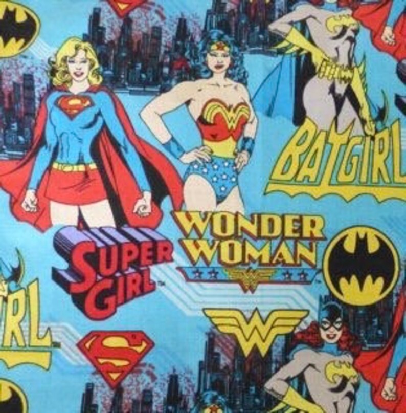 Superhero Super-heroine DC Assorted Fat Quarters Wonder Woman Supergirl ...