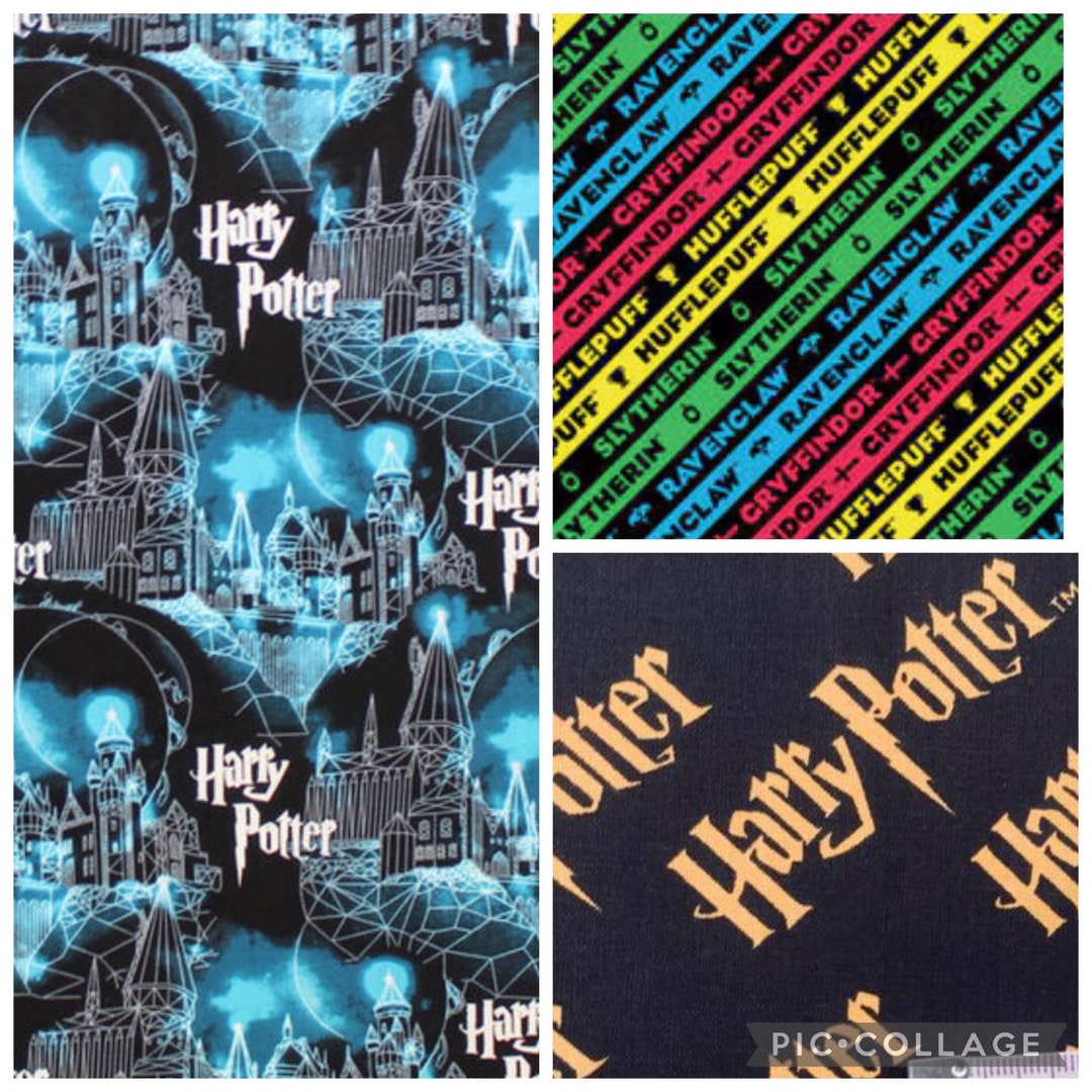 Harry Potter Fat Quarters Potter Font Logo Hogwarts Houses Castle ...