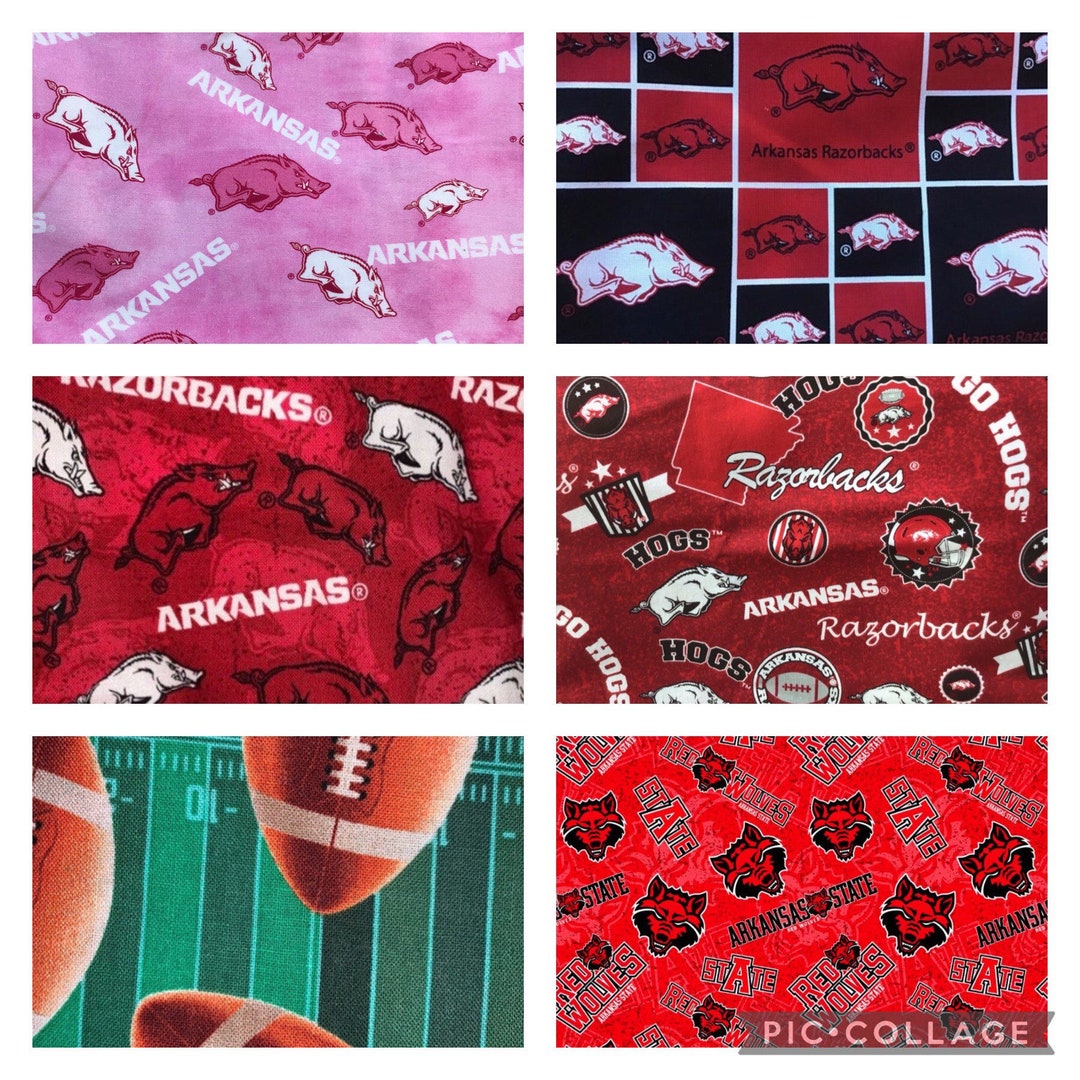 SEC College Arkansas Razorbacks Hogs Red Wolves Football Fat Quarters ...