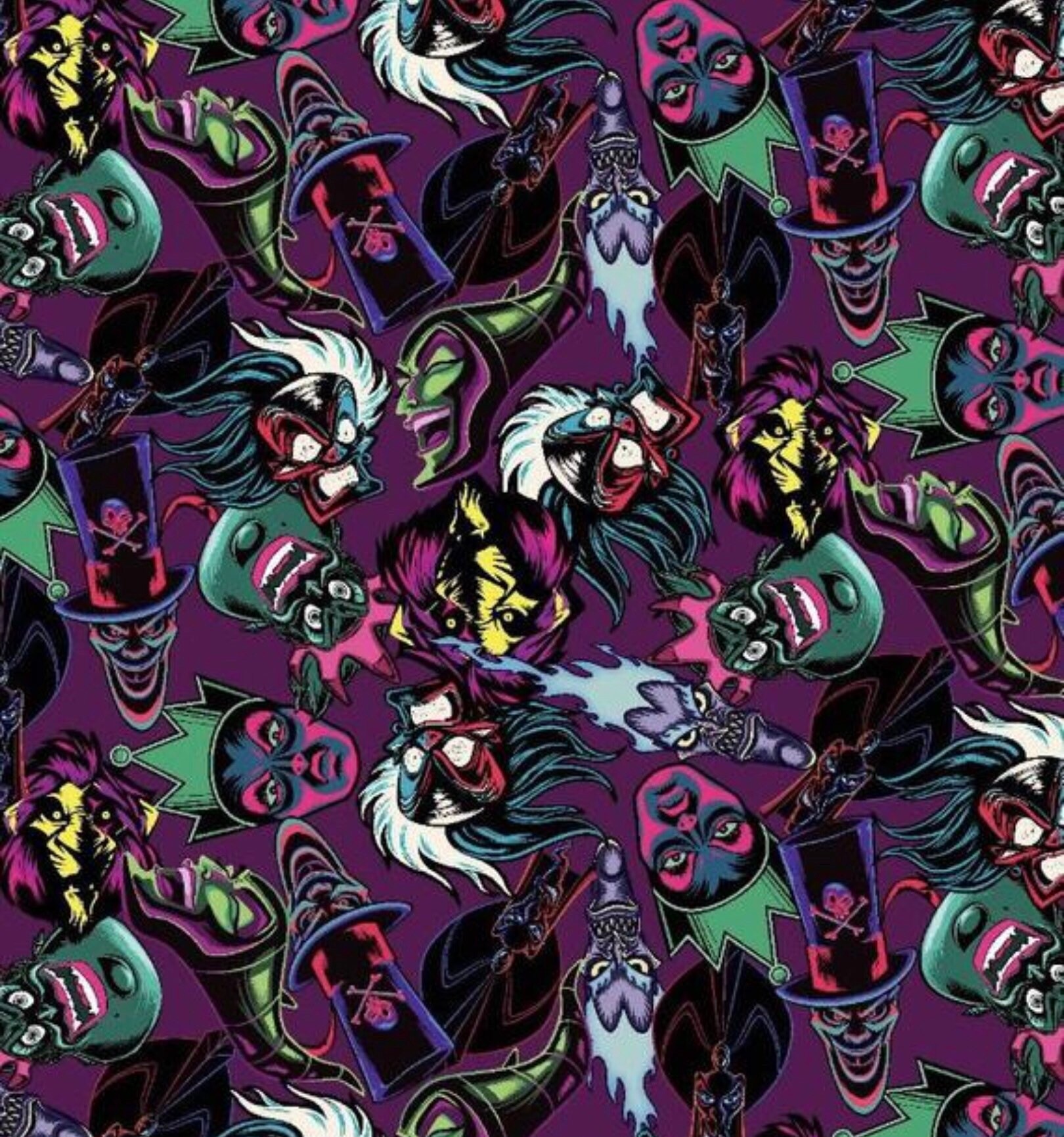 Disney Villain Fabric Cruella Ursula Evil Queen Jafar Scar Maleficent ...