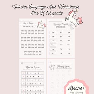 Unicorn Language Arts - Prek, Kindergarten, 1st Grade, Elementary ...