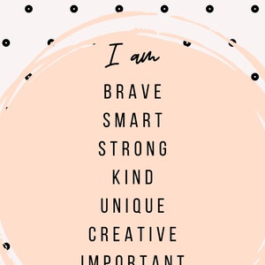 I Am - Growth Mindset, Polka Dot, Positive Affirmations, Positive ...