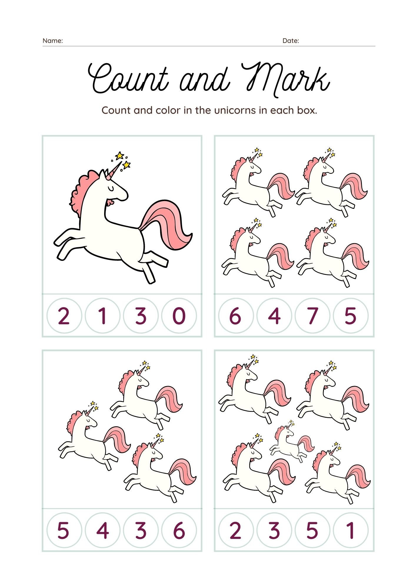 Unicorn Math - Prek, Kindergarten, 1st Grade, Elementary School ...