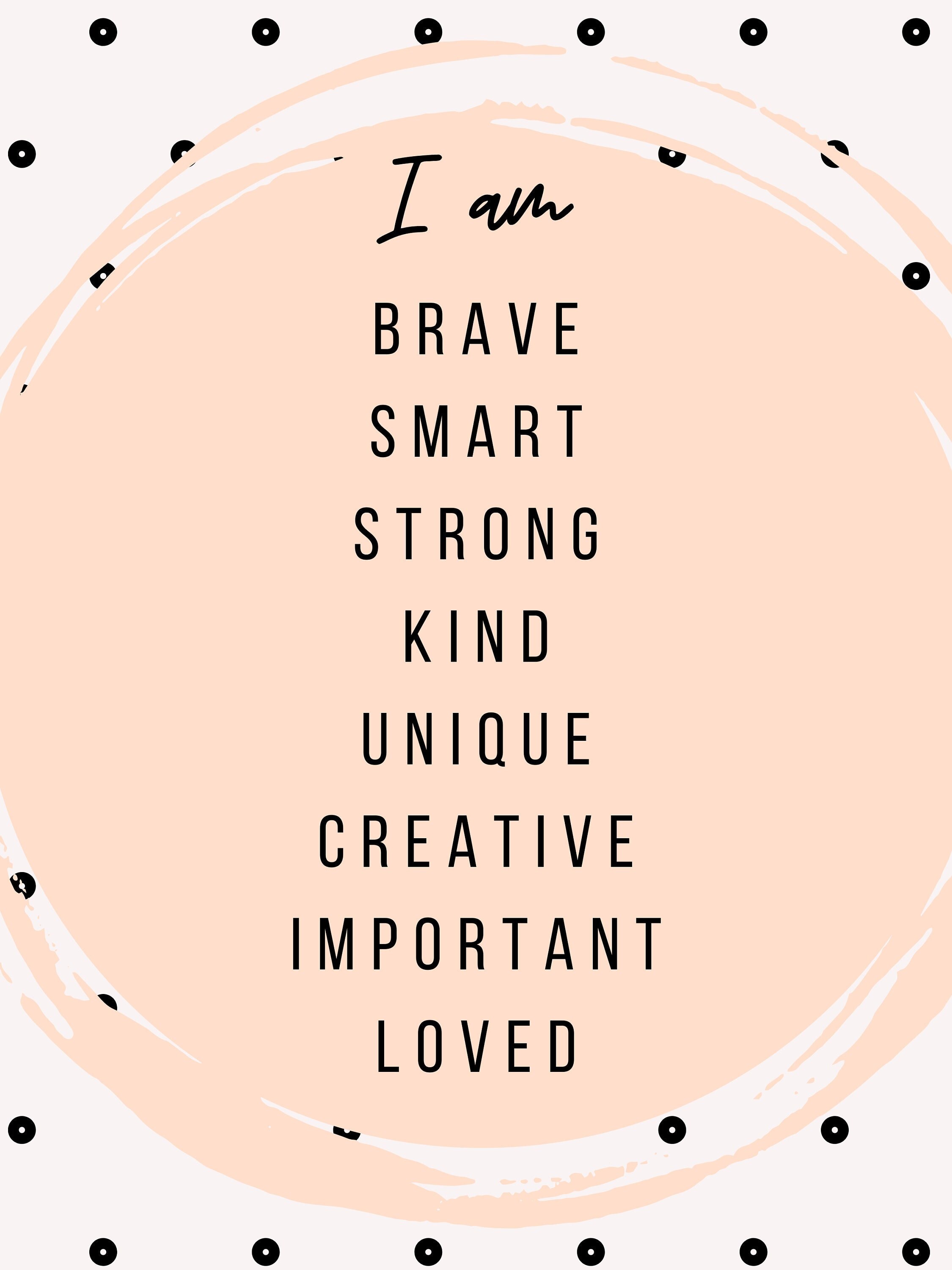 I Am - Growth Mindset, Polka Dot, Positive Affirmations, Positive ...