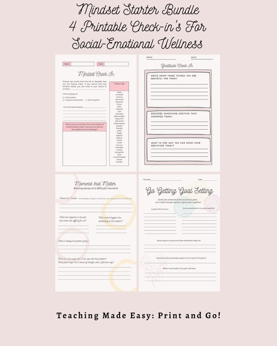 Mindset Matters: Starter Bundle FOUR print and go worksheets | Etsy