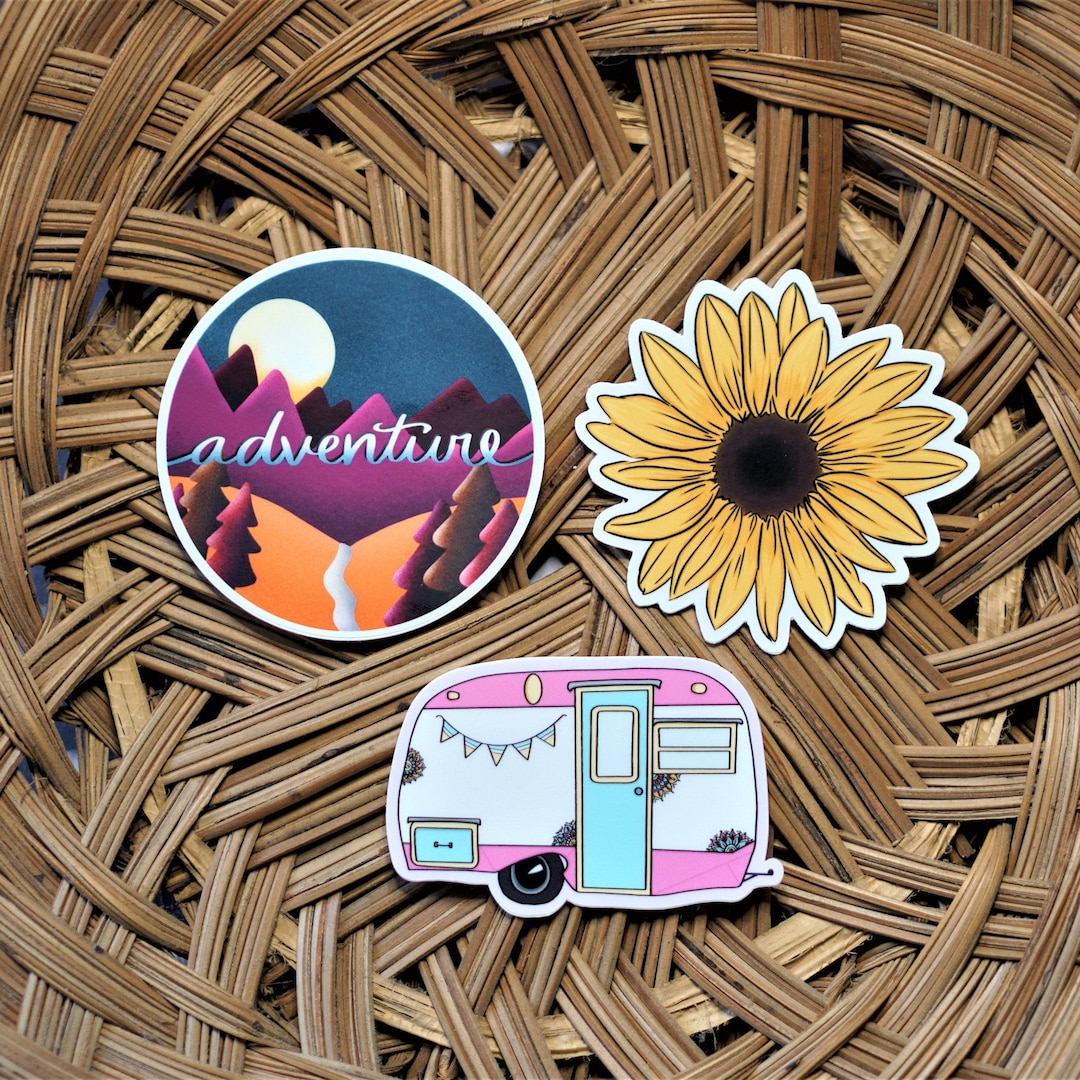 Adventure Sticker Pack, Camper Sticker Pack, Set of 5 Stickers - Etsy