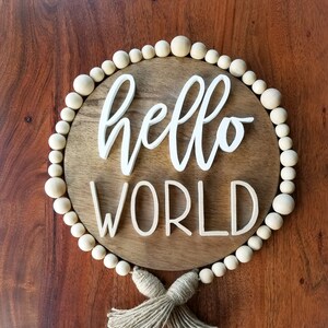 12" Hello World Nursery Sign | Hello World Sign | Round Wood Nursery ...