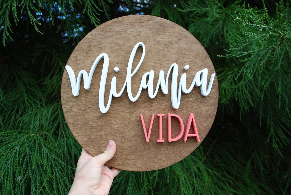 12 Round Wood Name Sign 3D Name Nursery Sign Nursery - Etsy
