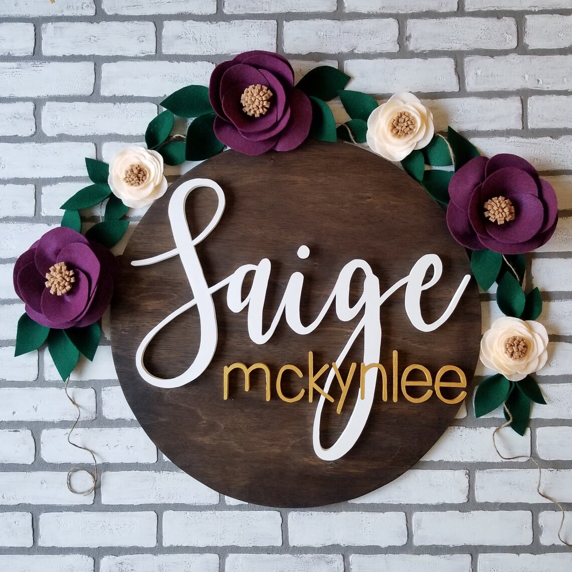 30" Custom Name Sign | Custom Round Wood Sign| Custom Nursery Sign ...