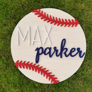 24" Round Baseball Custom Name Sign| Round Name Sign| Baseball Name ...