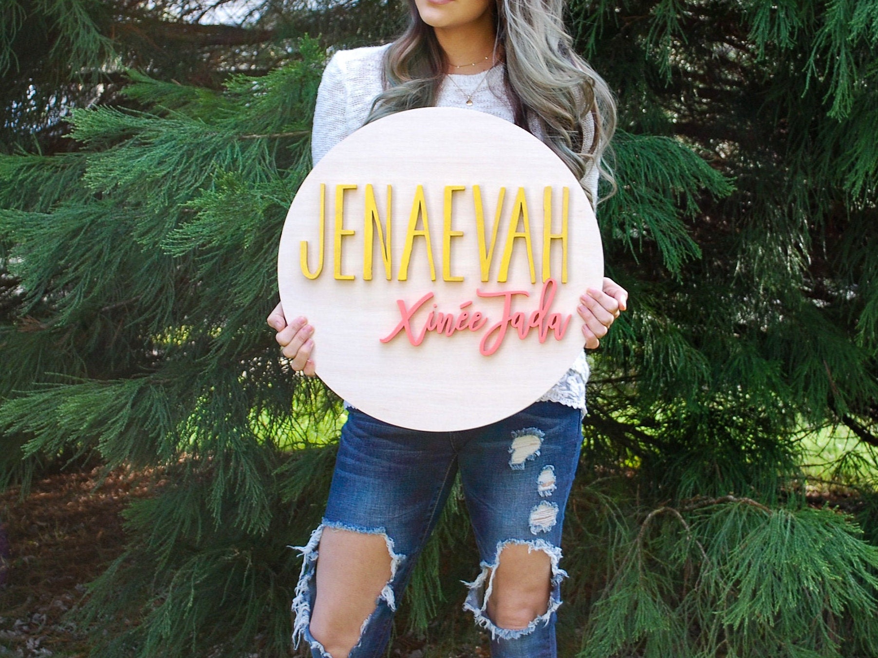 18" Round Wood Name Sign | 3D Name Nursery Sign| Nursery Wall Hanging ...