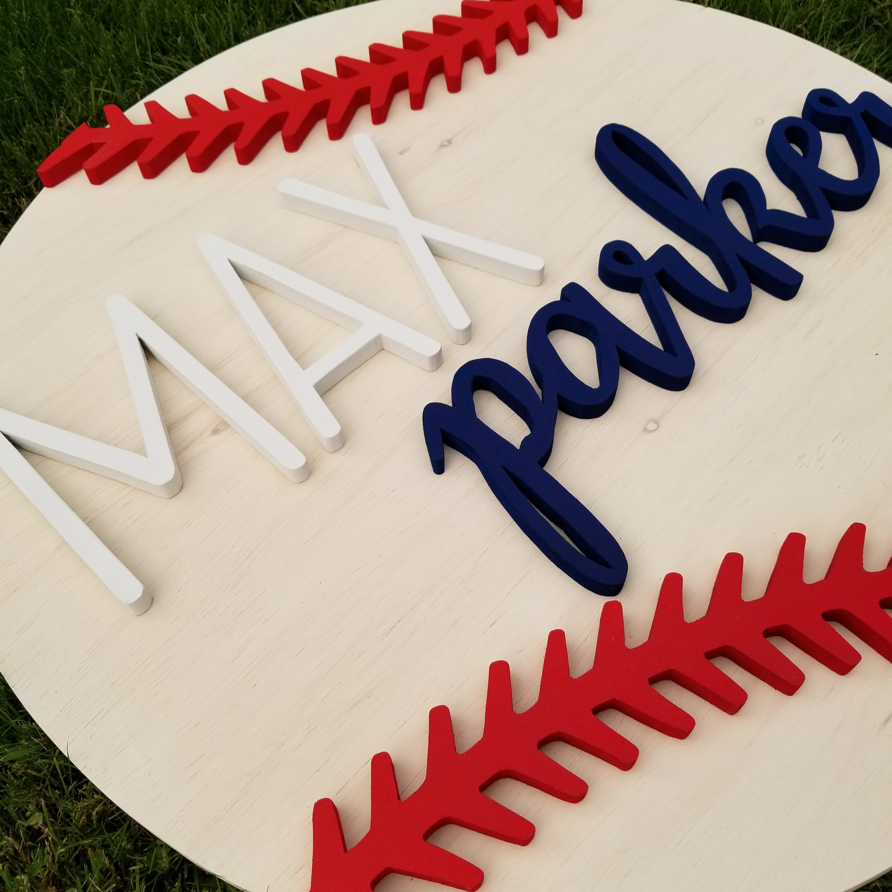 24" Round Baseball Custom Name Sign| Round Name Sign| Baseball Name ...