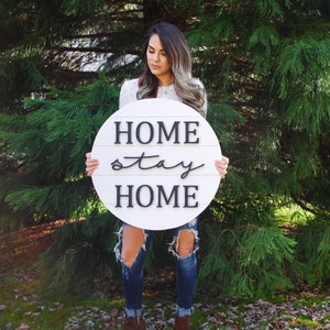 24" Round Shiplap Custom Home Stay Home Sign| Homebodies Home Decor ...