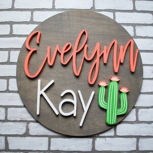 30 Custom Name Sign Cactus Name Sign Custom Round Name Sign Nursery ...