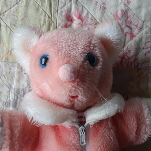 Vintage 70s Pink Cat Plush Toy - Etsy
