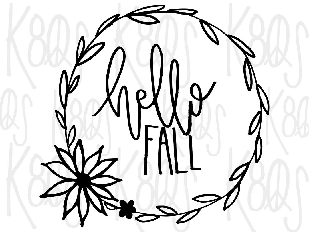 Hello Fall SVG Cut File Hand Written Digital Print Hand Drawn and ...