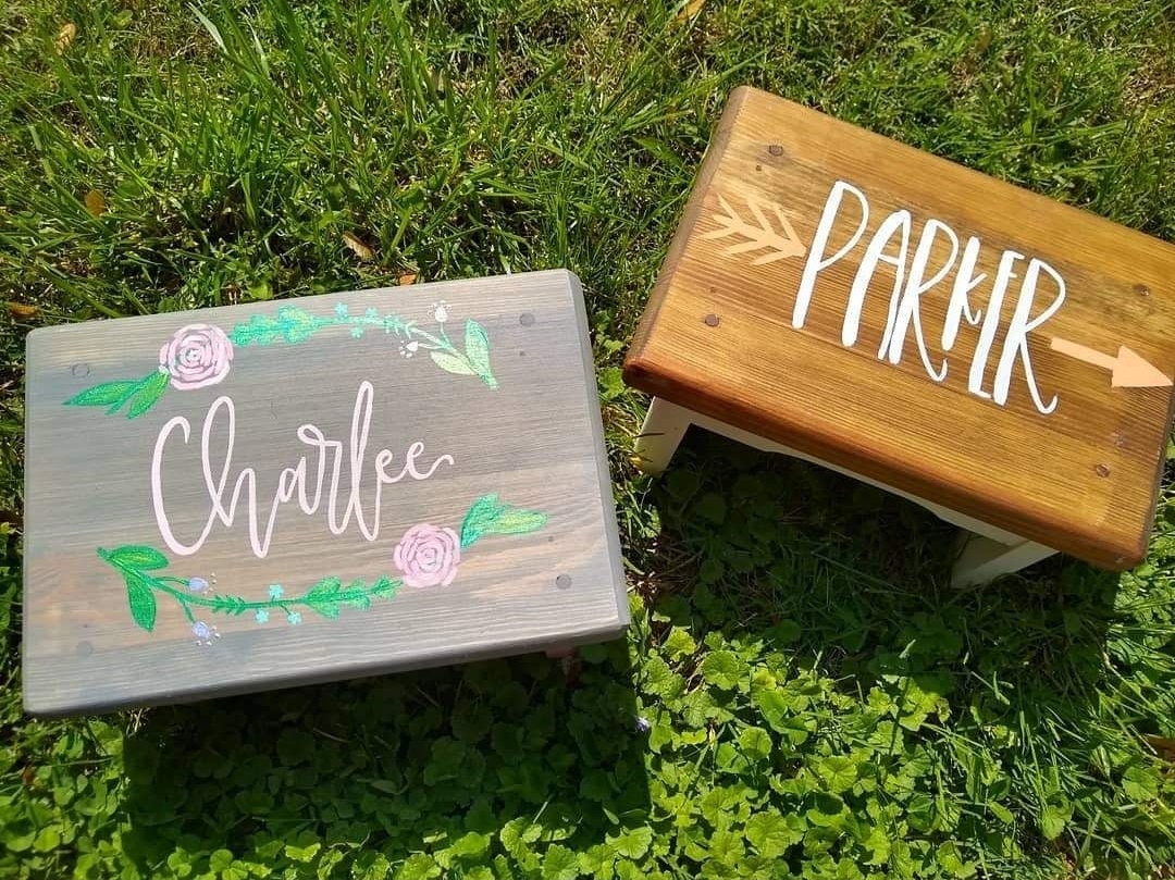 Custom Hand Painted Wooden Step Stool - Etsy