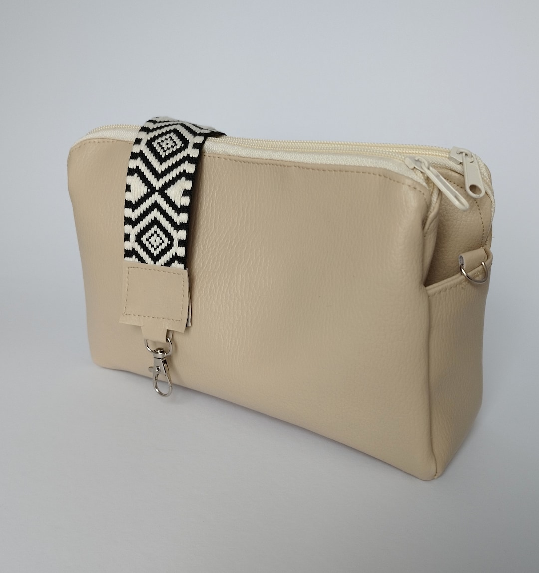 Crossbody Bag Cream, Women's Bag Faux Leather Cream, Shoulder Bag Faux ...