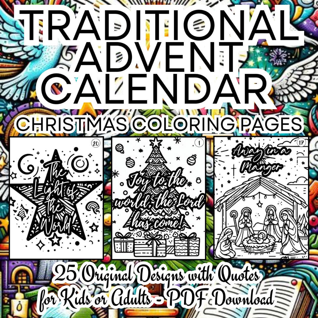 Traditional Advent Calendar Christmas Coloring Book With Quotes Cozy ...