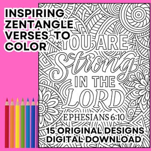 Bible Verse Zentangle Coloring Pages: Christian Art (digital Download ...