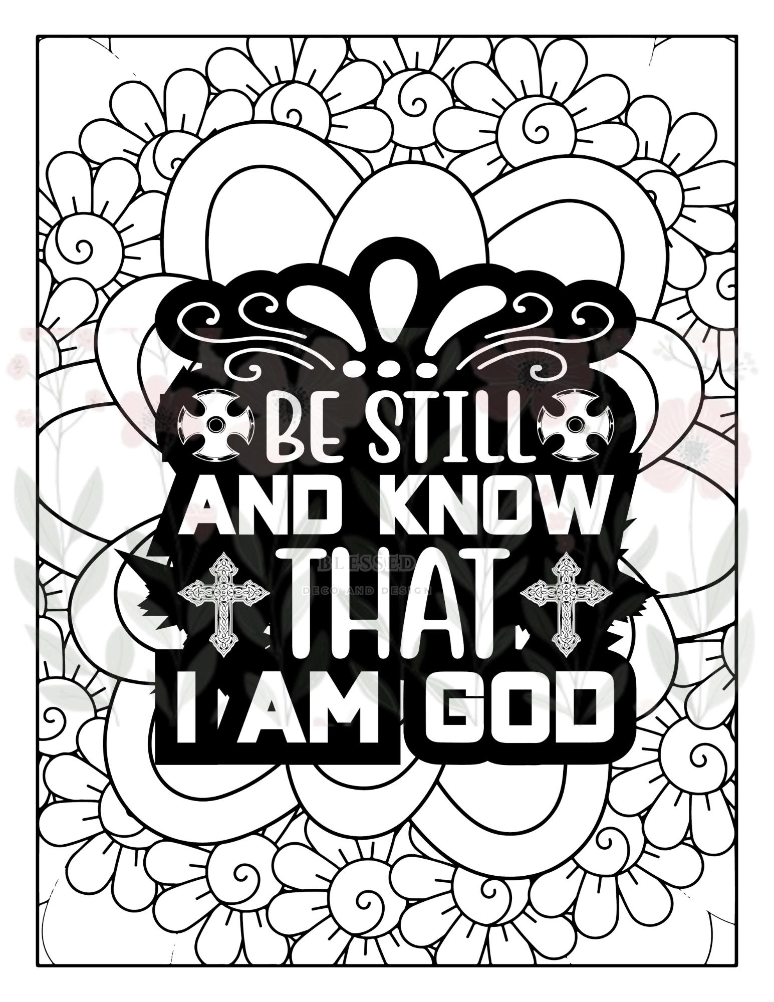 50 Christian Quotes Coloring Pages Printable Bundle Faith Based ...