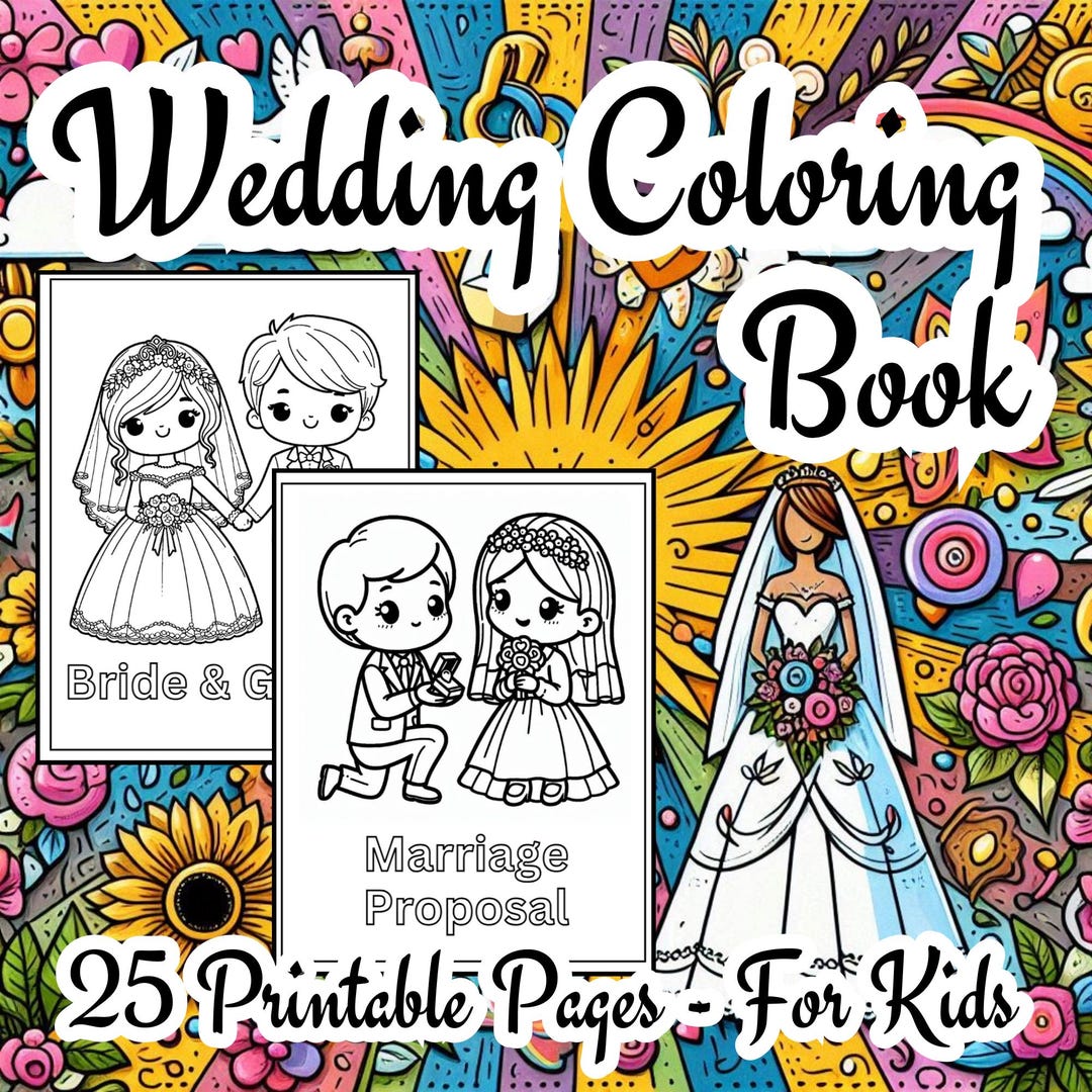 Wedding Coloring Book: Kids Activity, Printable Pages (digital Download ...