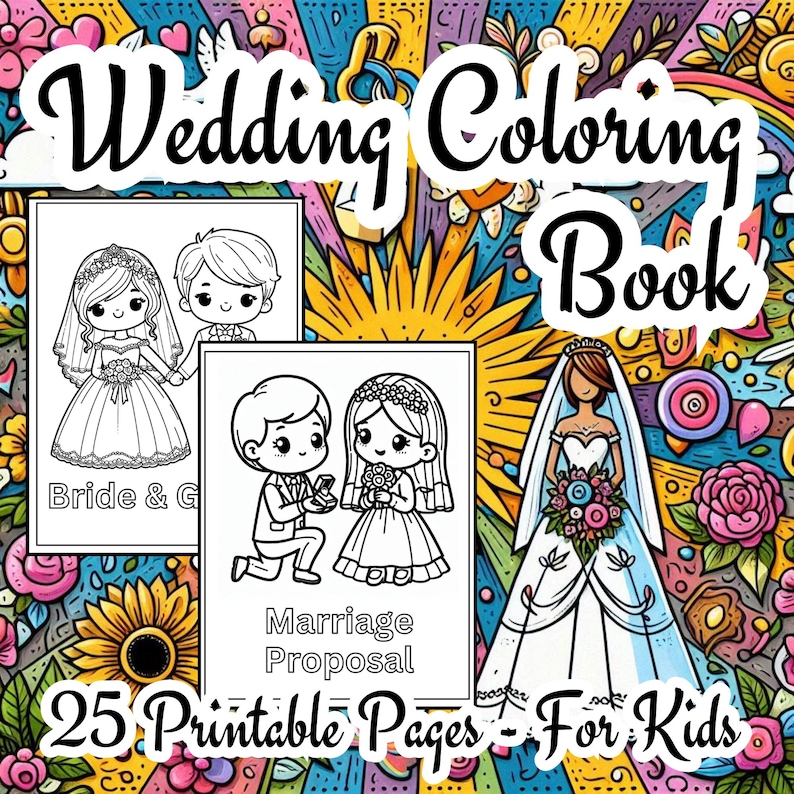 Wedding Coloring, Wedding Activities, Kid Wedding Activity, Wedding ...