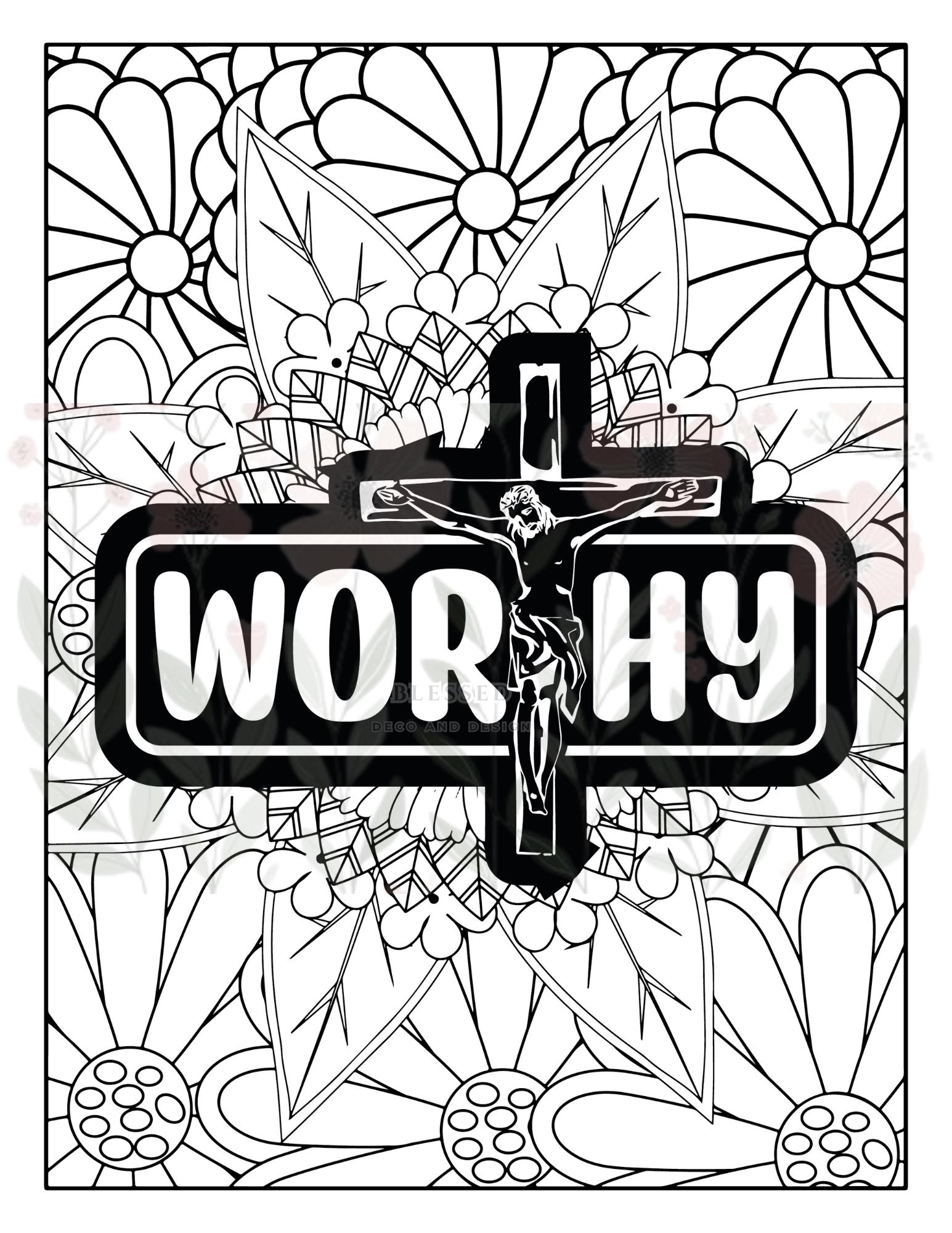 50 Christian Quotes Coloring Pages Printable Bundle Faith Based ...