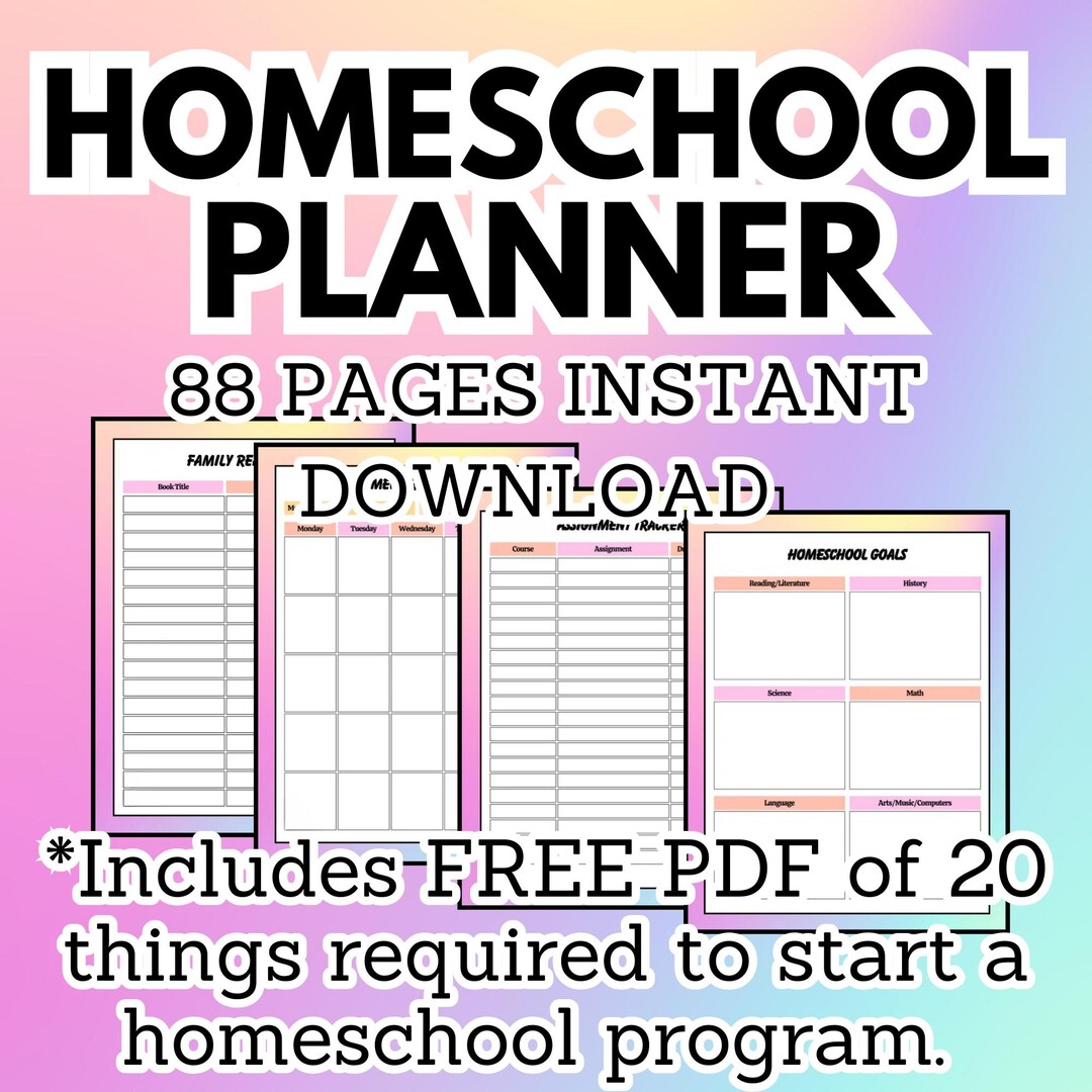 Homeschool Planner 88 Printable Pages Educational Planner Preschool ...