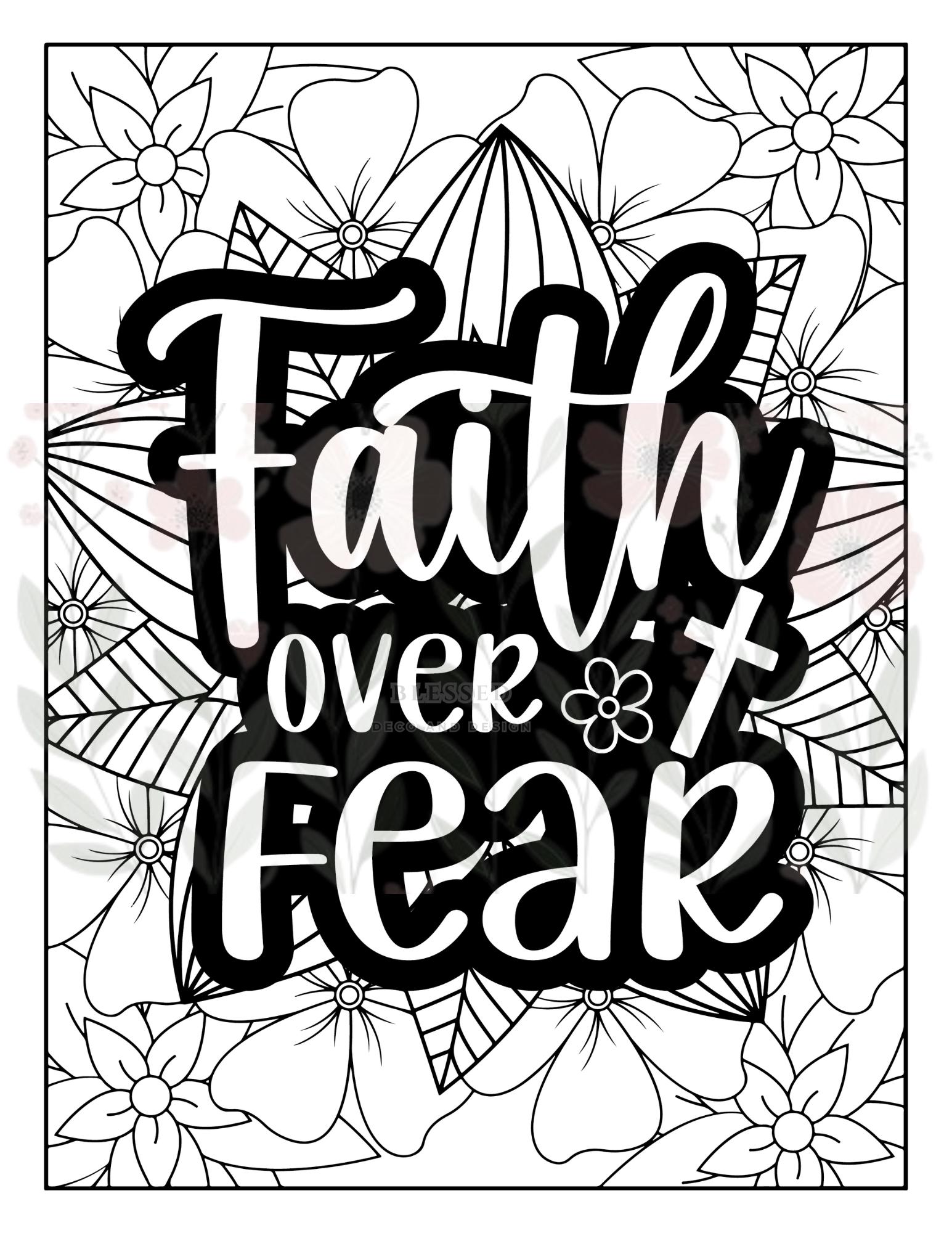 50 Christian Quotes Coloring Pages Printable Bundle Faith Based ...