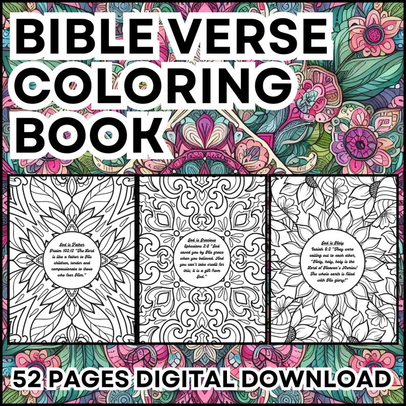 Bible Verse Coloring Book, Bible Coloring Book, Adult Coloring Book ...