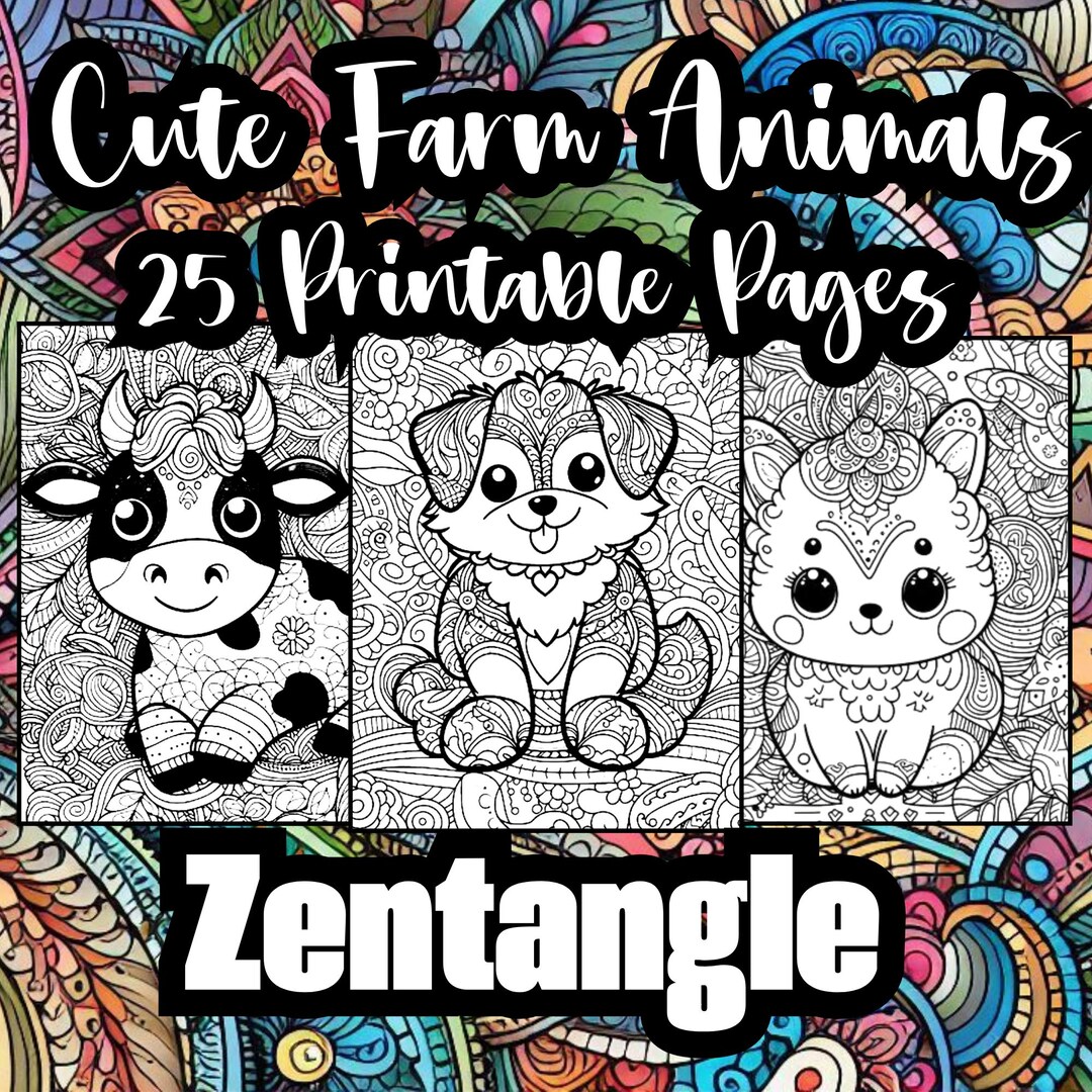 Zentangle Cute Farm Animals Printable Coloring Pages | Older Kids ...