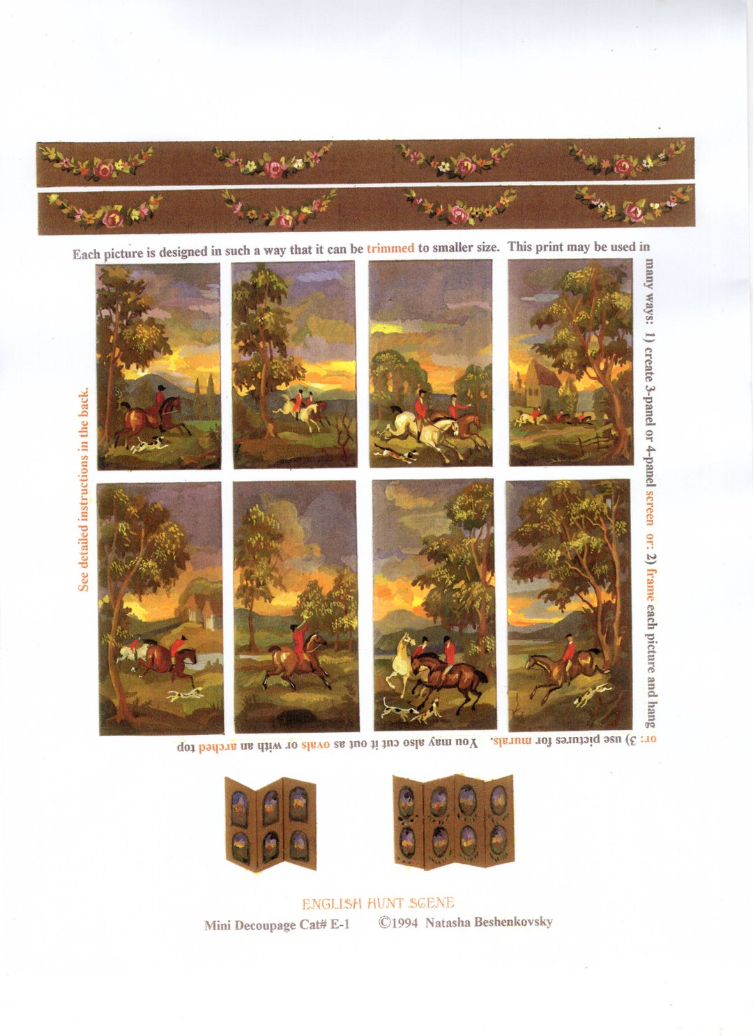 Miniature English Hunt Scene Decoupage – 1:12 Scale Decor by Natasha ...