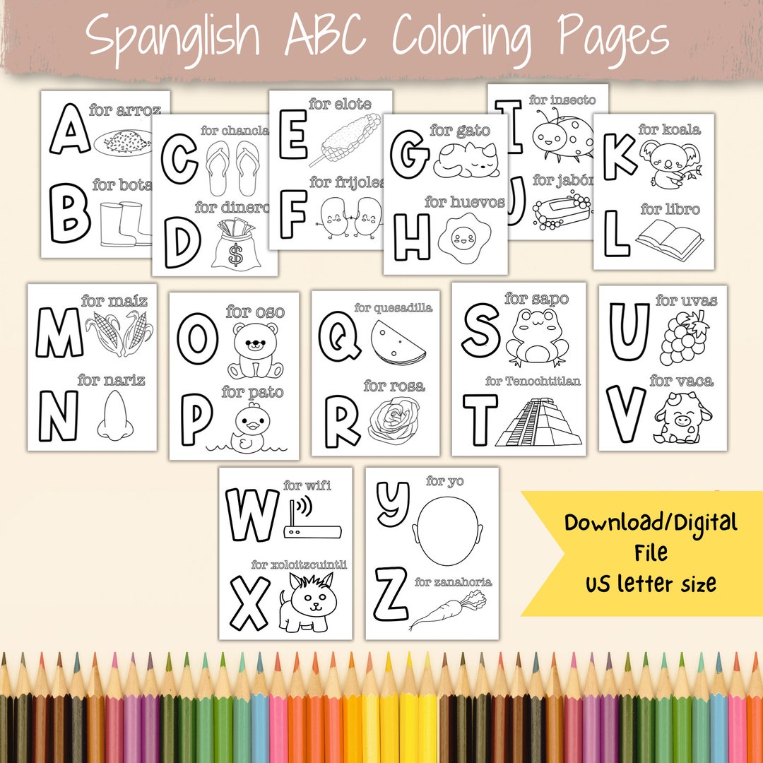 13 Printable Coloring Pages, Bilingual Learning, ABC Coloring Pages ...